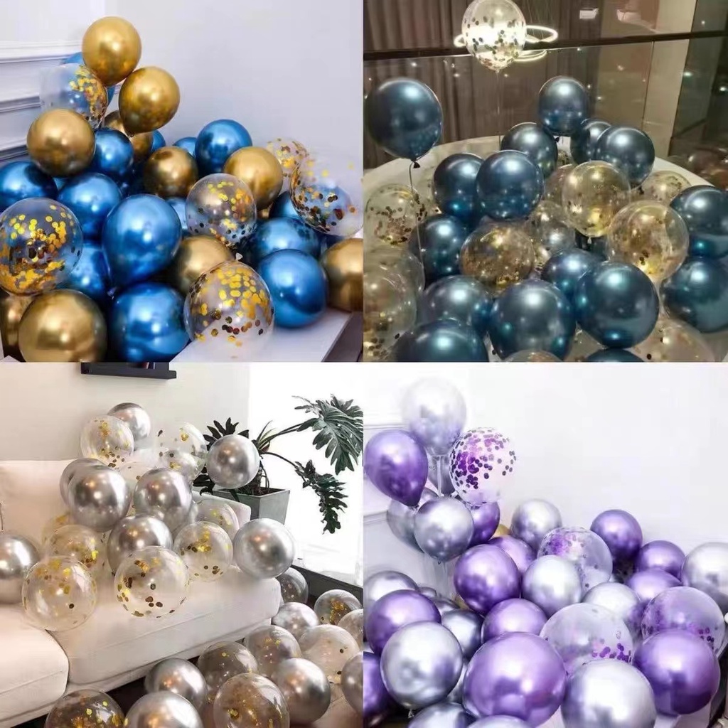 Jual Balon latex metalik chrome / metalic balloon chrome 10inch (isi 50 ...
