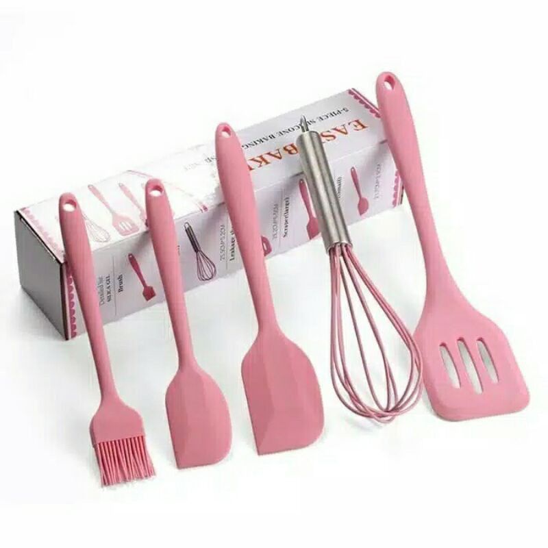 Jual Set Spatula Peralatan Masak Sutil Silikon isi 5 in 1 Merk HS ...