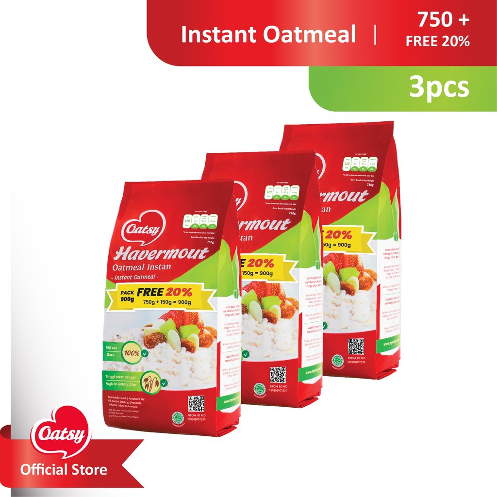 Jual OATSY Oatmeal Instant 750gr Extra 20% - (Triple Pack) | Shopee ...