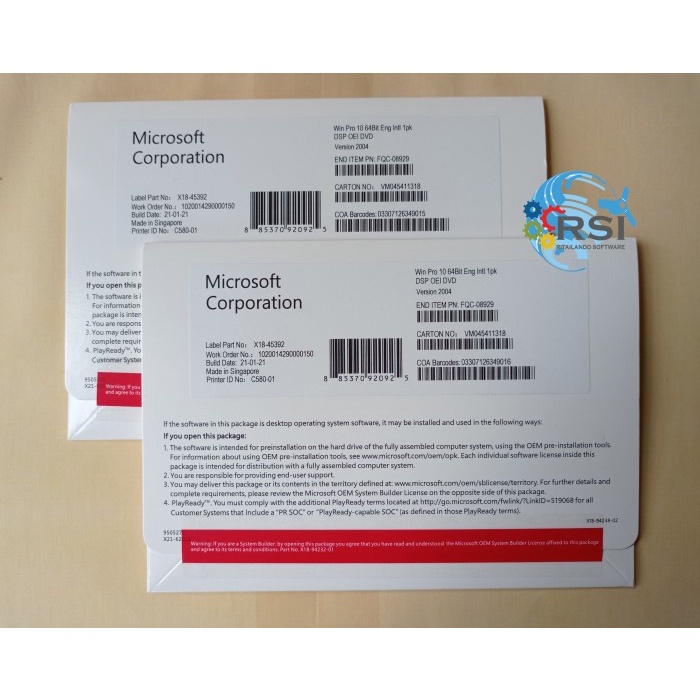 Jual Windows 10 Pro OEM Fullpack English Original Permanent DVD ...