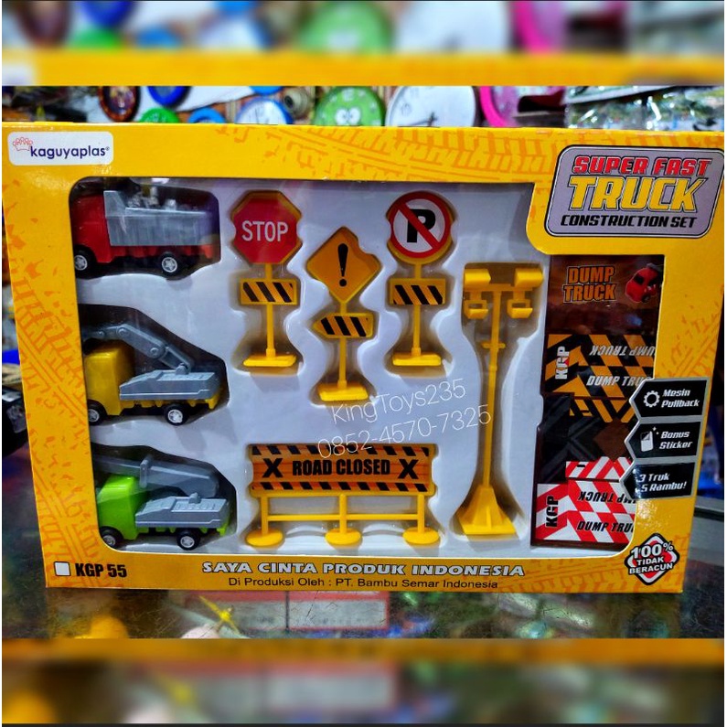 Jual Mainan Anak Mobil Konstruksi Set Kotak Bahan Bagus Rambu Lalu ...