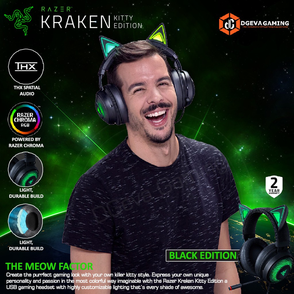 Jual Razer Kraken Kitty Black Edition RGB THX 7.1 USB Gaming Headset ...