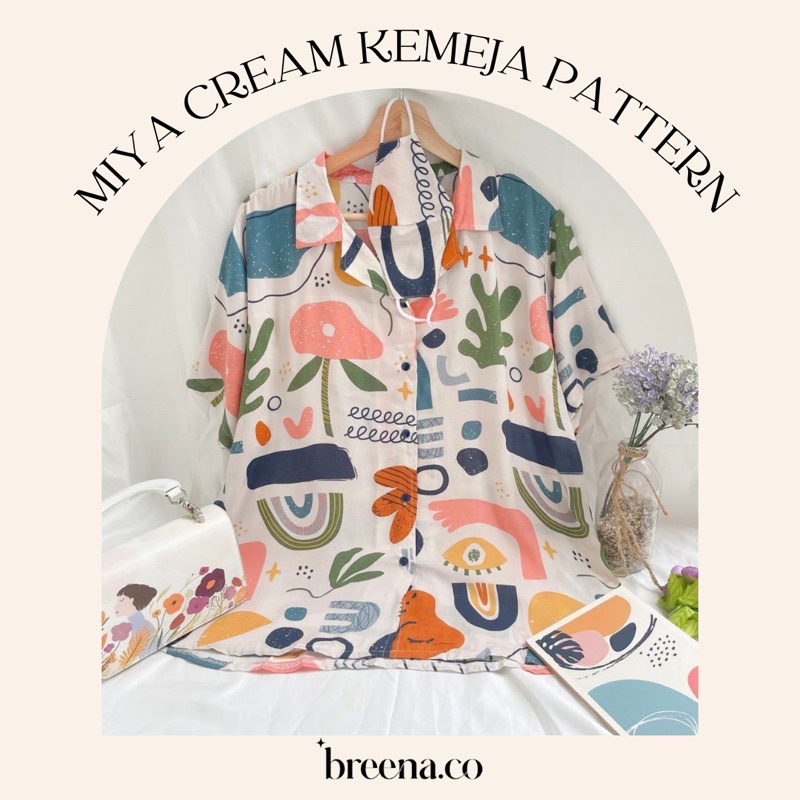Jual MIYA KEMEJA PATTERN CREAM KEMEJA MOTIF OVERSIZE | Shopee Indonesia