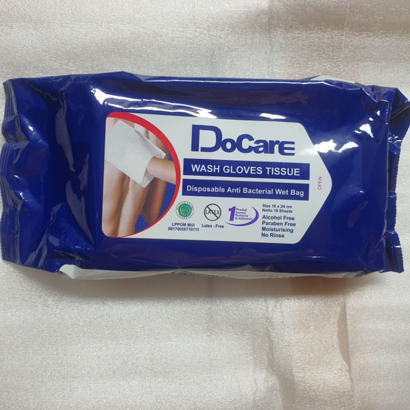 Jual DoCare Wash Gloves 18 Sheet Do Care Washlap Non Perfume Isi 18 ...