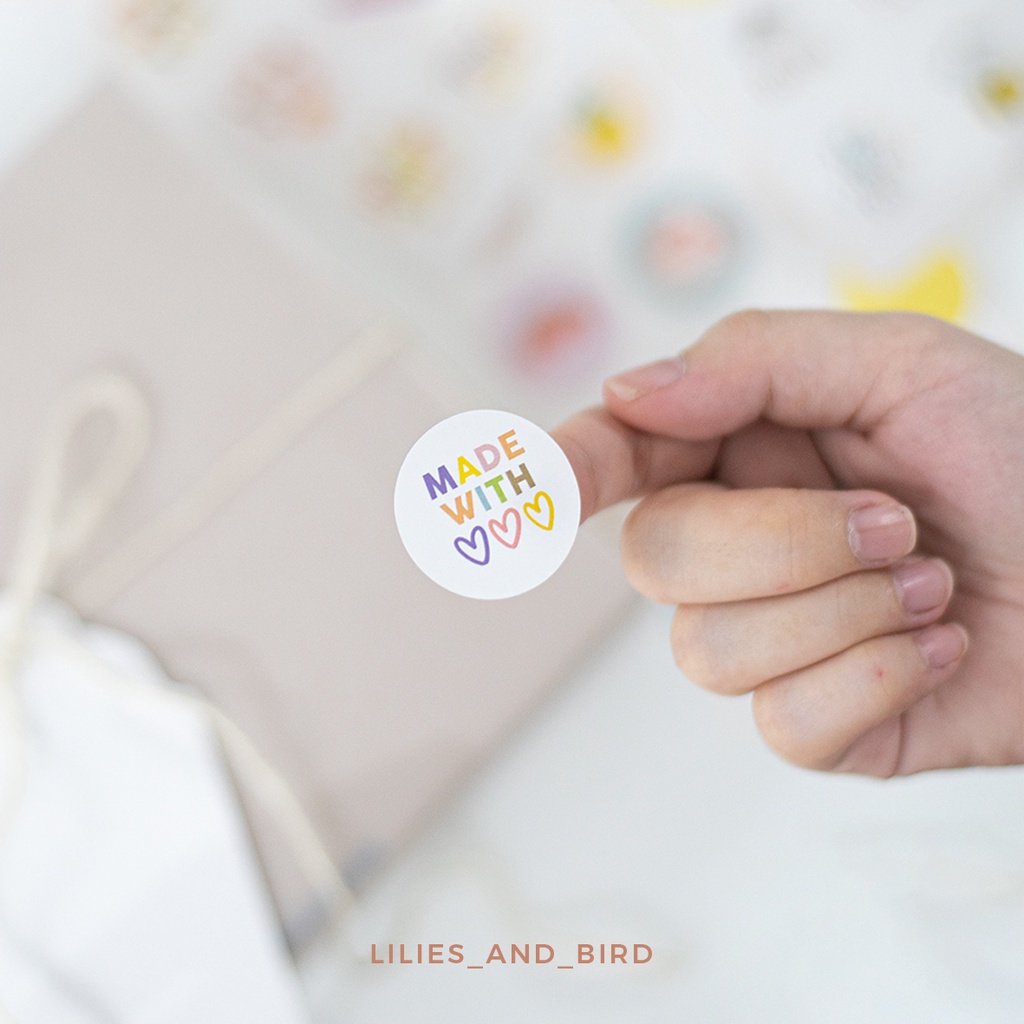 Jual 12 pcs round label / sticker label bulat gambar untuk bungkus kado ...