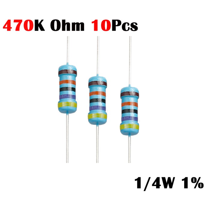 Jual Resistor 470K Ohm 470 K 470K Ohm 1/4W 1% Metal film 10x 10 pcs | Shopee Indonesia