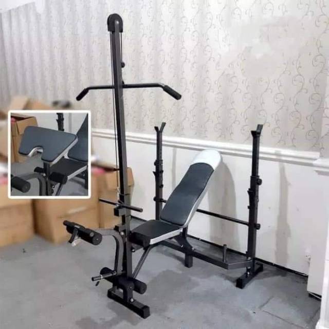 Jual Bench Press +Pull Up Down Paket Stik + Beban 40 kg | Shopee Indonesia