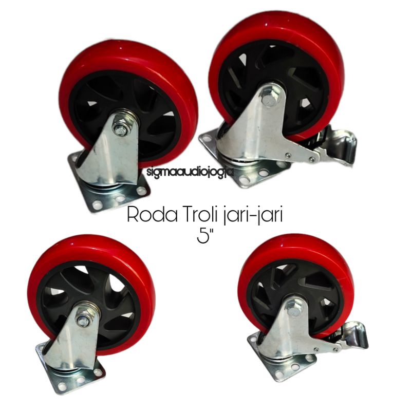 Jual Roda Trolley Set Roda Trolley Orange 5 Inch | Shopee Indonesia