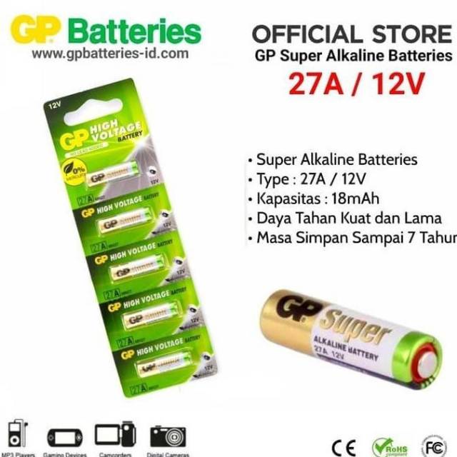 Jual Baterai GP 27A ORIGINAL Alkaline 12 Volt (A27 MN27) batrai remot ...