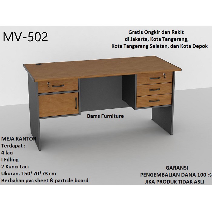 Jual meja kerja meja kantor meja VIP MV-502 di jamin ori uk.150x70x73 ...