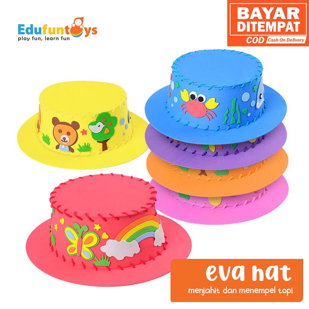 Jual Edufuntoys - EVA HAT mainan diy membuat topi anak/ prakarya anak/ kerajinan tangan menempel ...