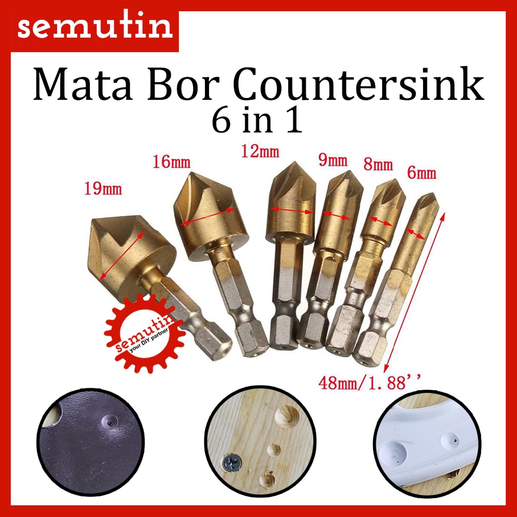 Jual Mata Bor Countersink 6 in 1 / Drill Drills For Drilling Bit Tools ...