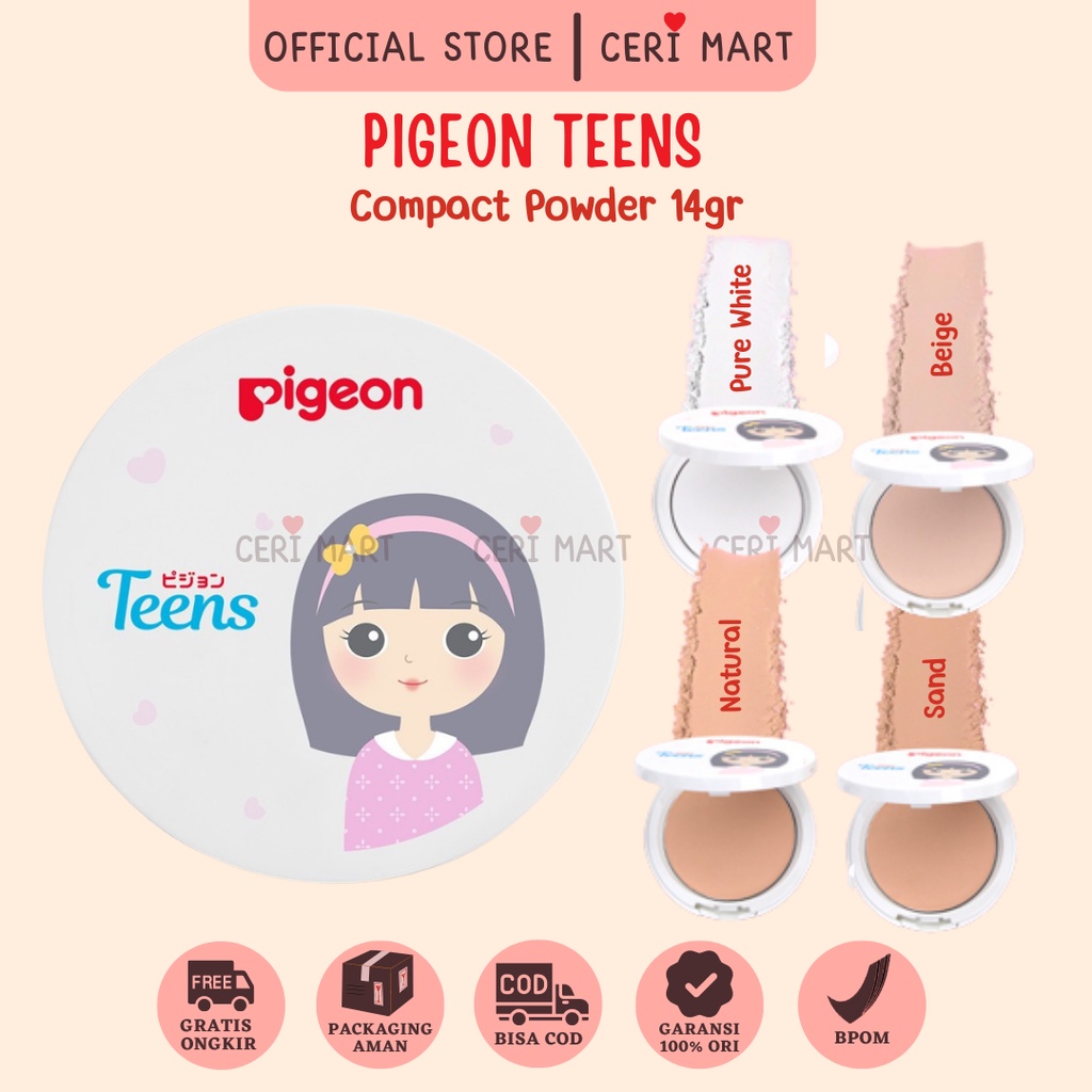 Jual PIGEON Teens Compact Powder Natural Look 14Gr / Bedak Padat Remaja Two Way Cake | Shopee ...