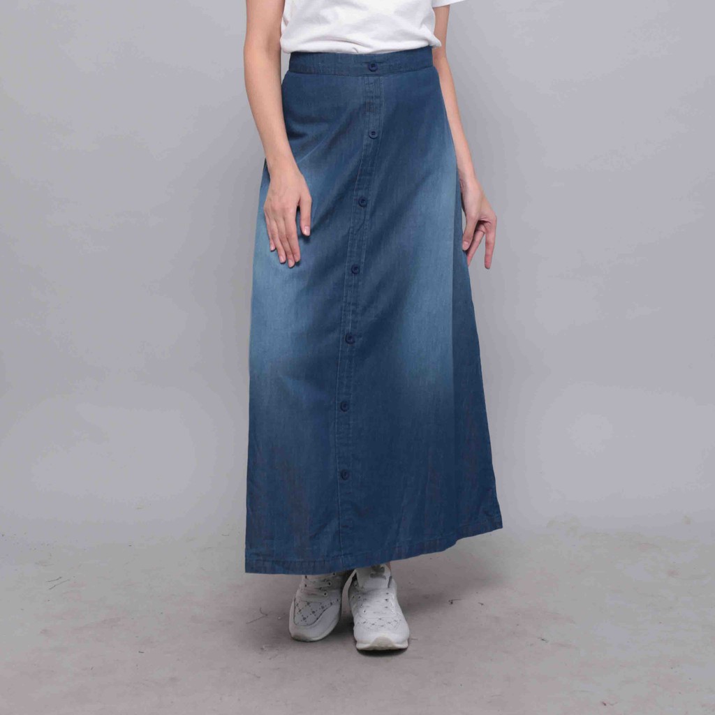 Jual Zlata Aksara Women Rok Panjang Wanita, Biru Muda Cotton Denim ...