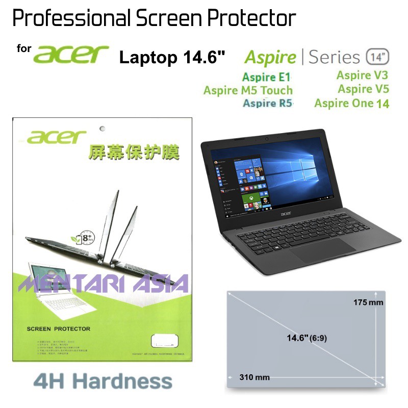 Jual Screen Protector for ACER 14" (16:9) Laptop : 4H PET (310 x 175mm ...