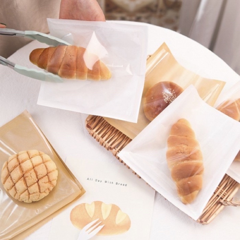 Jual single bread paper plastic bag / kantong kertas roti oil proof ...