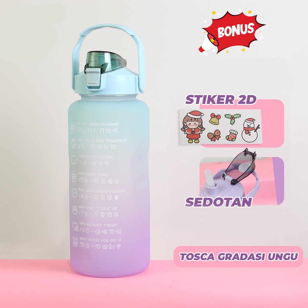 Jual Botol Minum Gradiasi Aesthetic Botol viral 2 liter Tumblr kekinian ...