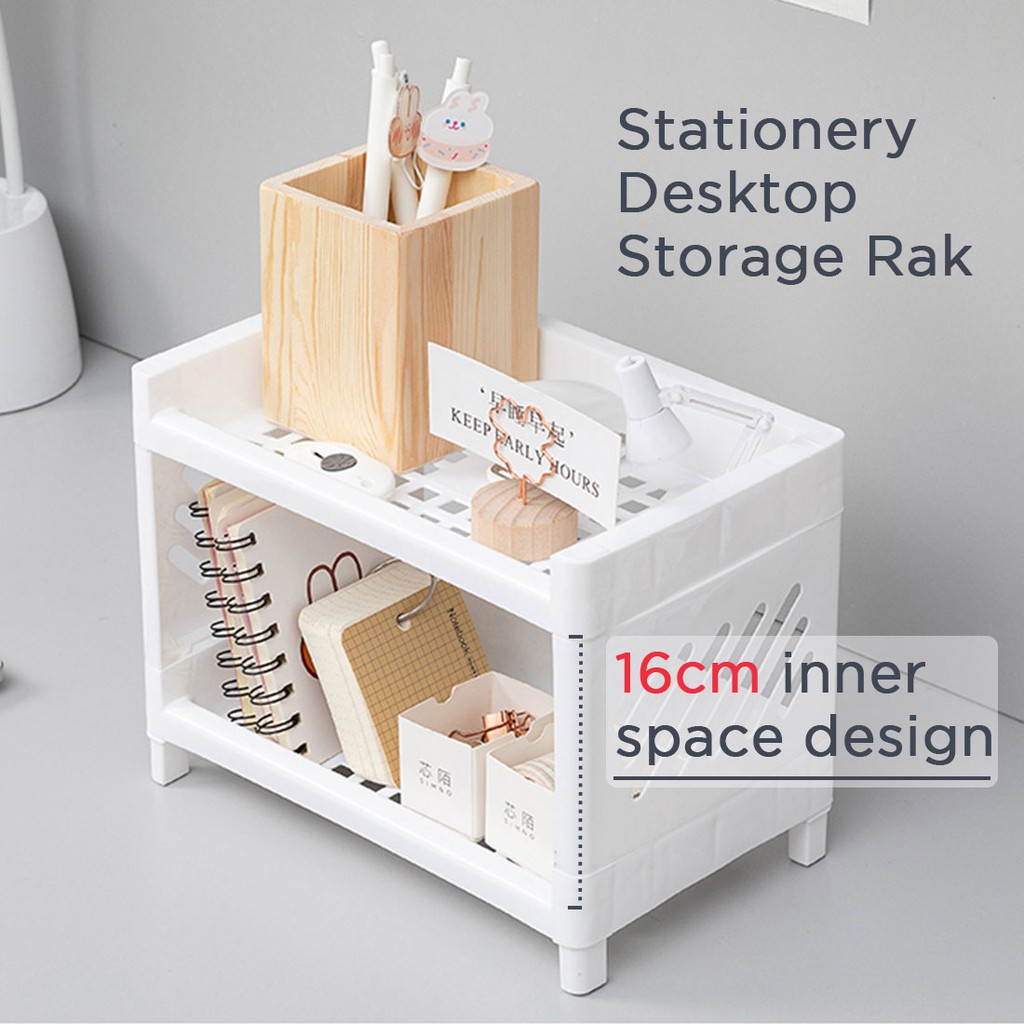 Jual MINISO Rak Penyimpanan Rak Kosmetik Rak Buku Multi-Fungsi 2-Lapis ...