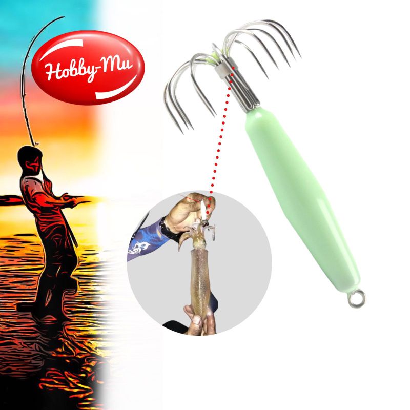 Jual Kail Pancing Cumi - Cumi Luminous 12 Jarum Bahan Stainles Steel ...