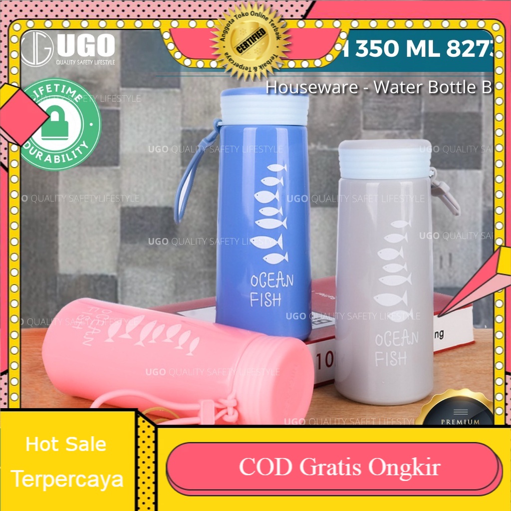 Jual Botol Gelas Minuman Cantik Tempat Air Minum Kaca Motif Ikan ...