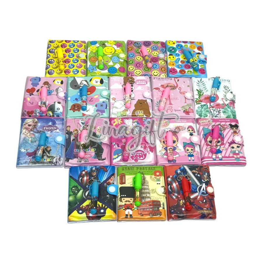 Jual MINI NOTE BOOK WITH KEY PEN - BUKU NOTES PEN KANCING SET MINI ...