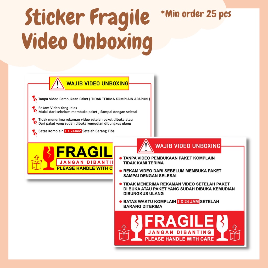 Jual Sticker Fragile Video Unboxing | Shopee Indonesia