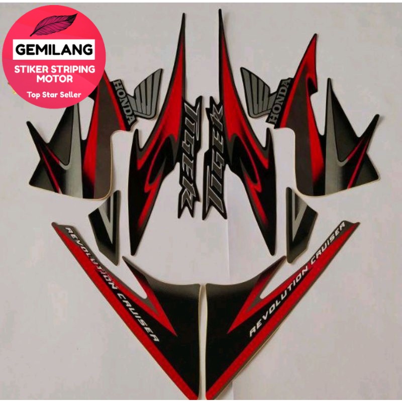 Jual Striping Decal Polet Sticker honda tiger 2011 2012 2013 revo hitam ...