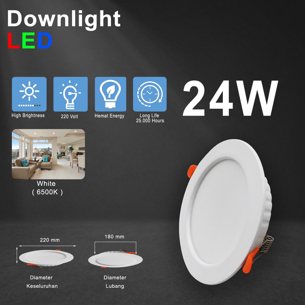 Jual Lampu Downlight LED Inbow 6W 9W 12W 18W 24W / Downlight Panel LED Inbow Bulat | Shopee ...