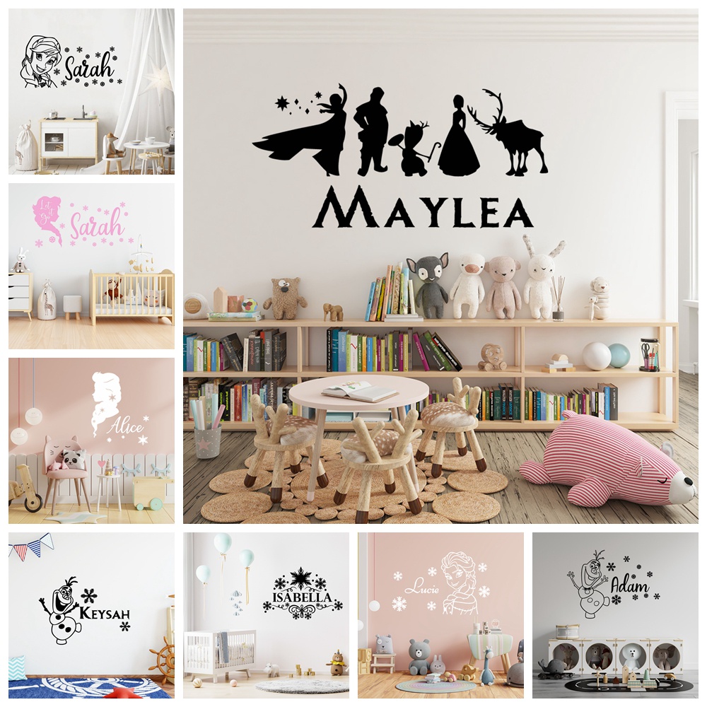 Jual Frozen Custom Name Stickers Cartoon Wall Decals Mural Art Diy ...