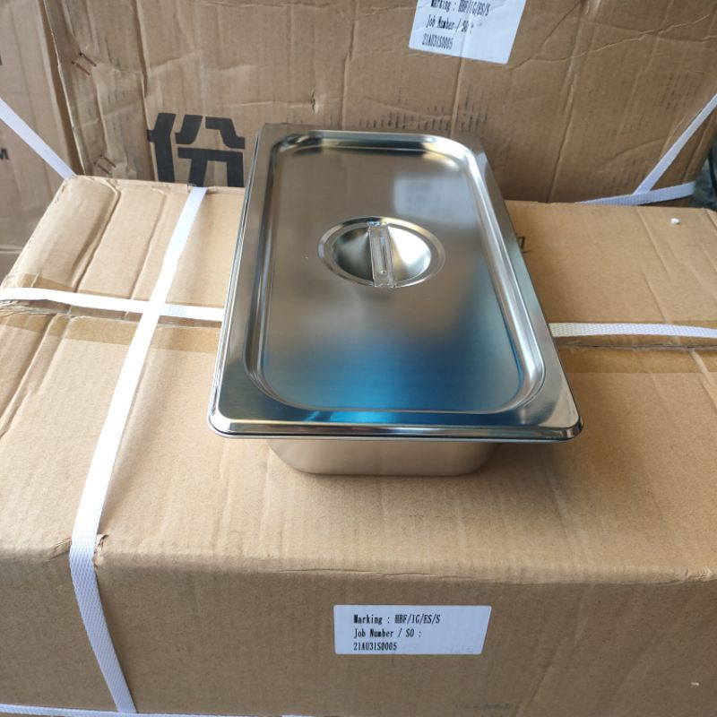 Jual Food Pan Stainless +Tutup 1/3 x 6,5 cm ( 32,5 x 17,6 x 6,5cm) | Shopee Indonesia