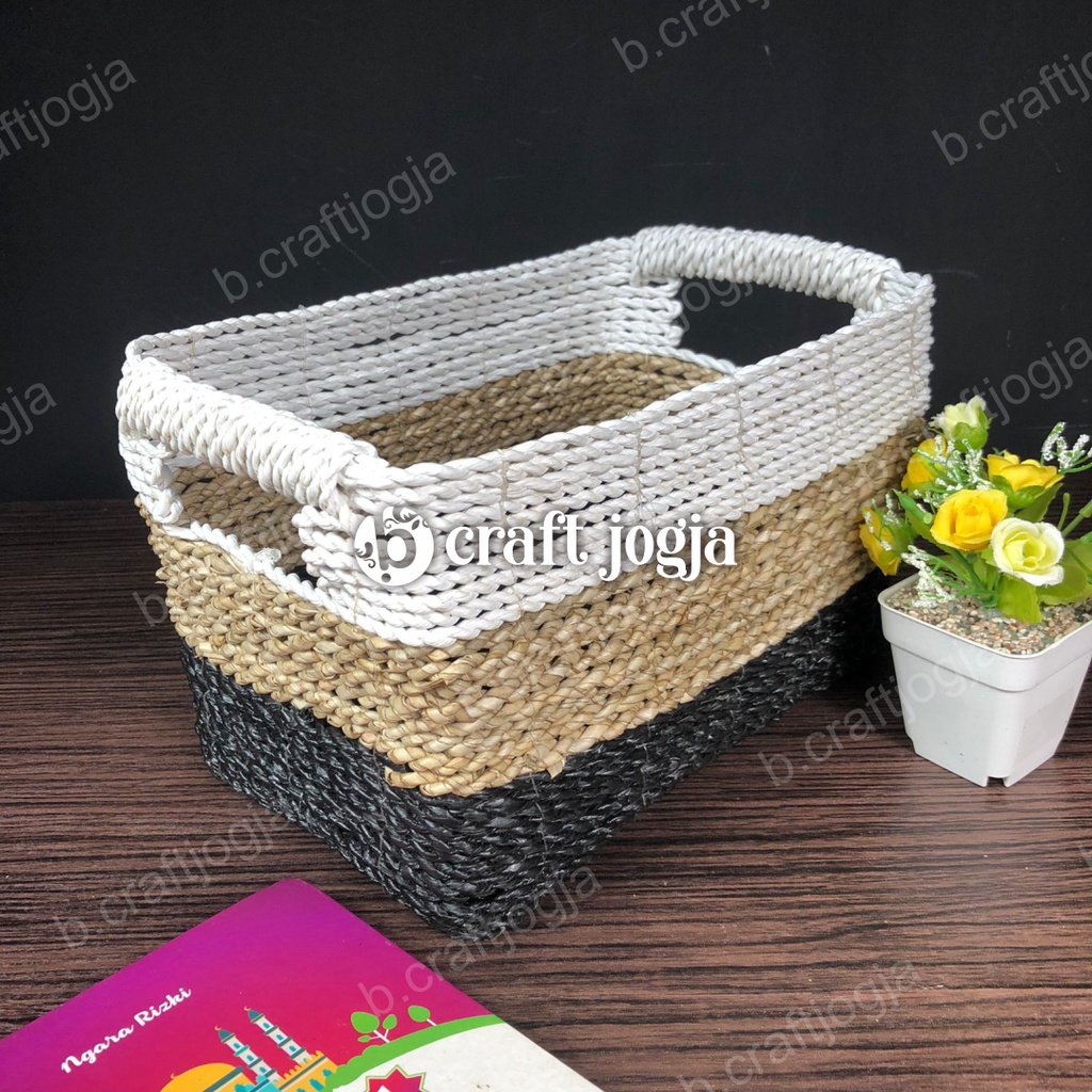 Jual Keranjang Anyaman Seagrass Tempat Buku Box Serbaguna Kerajinan ...
