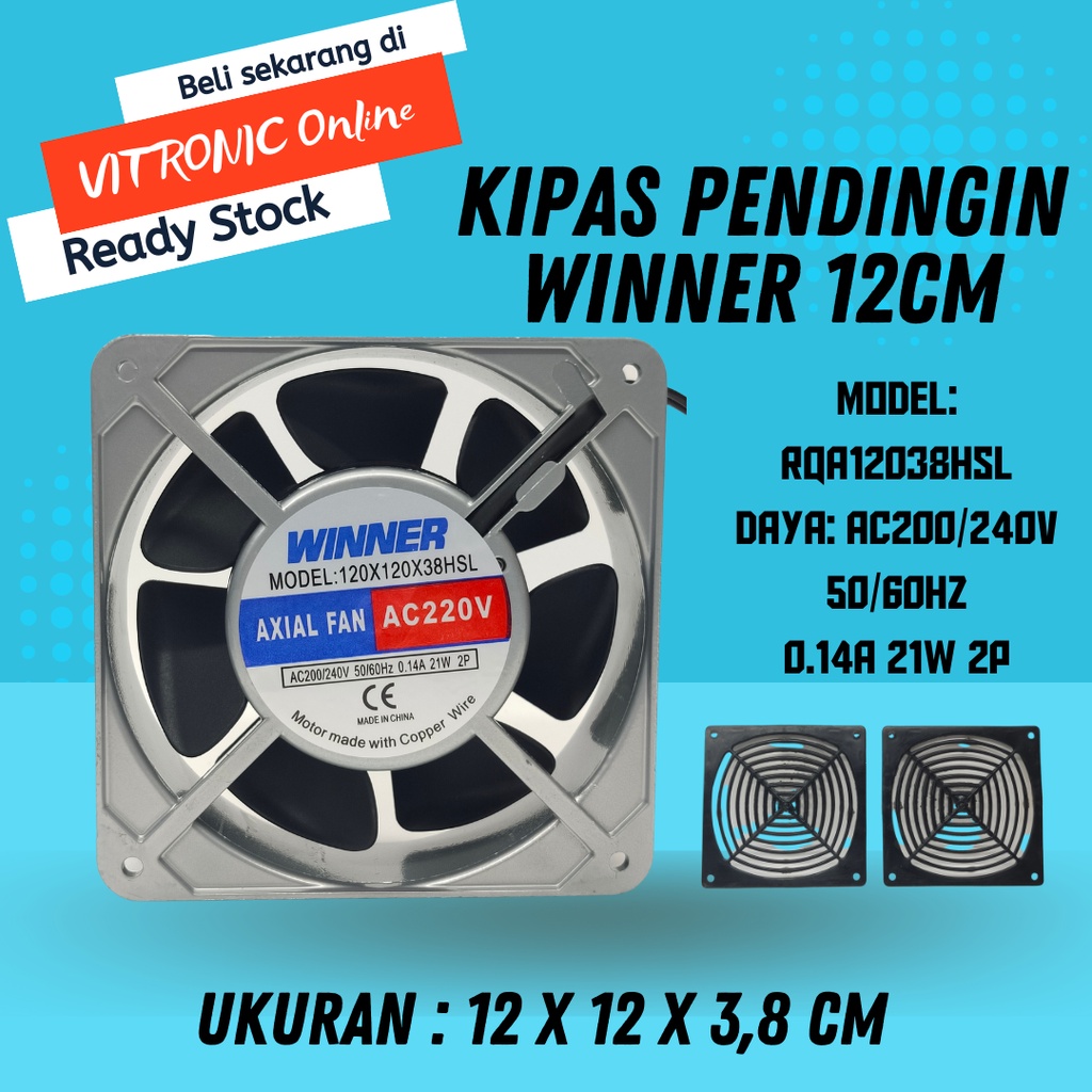 Jual Kipas Pendingin Winner 12cm Cooling Fan AC 220v 12 x 12 x 3 cm ...