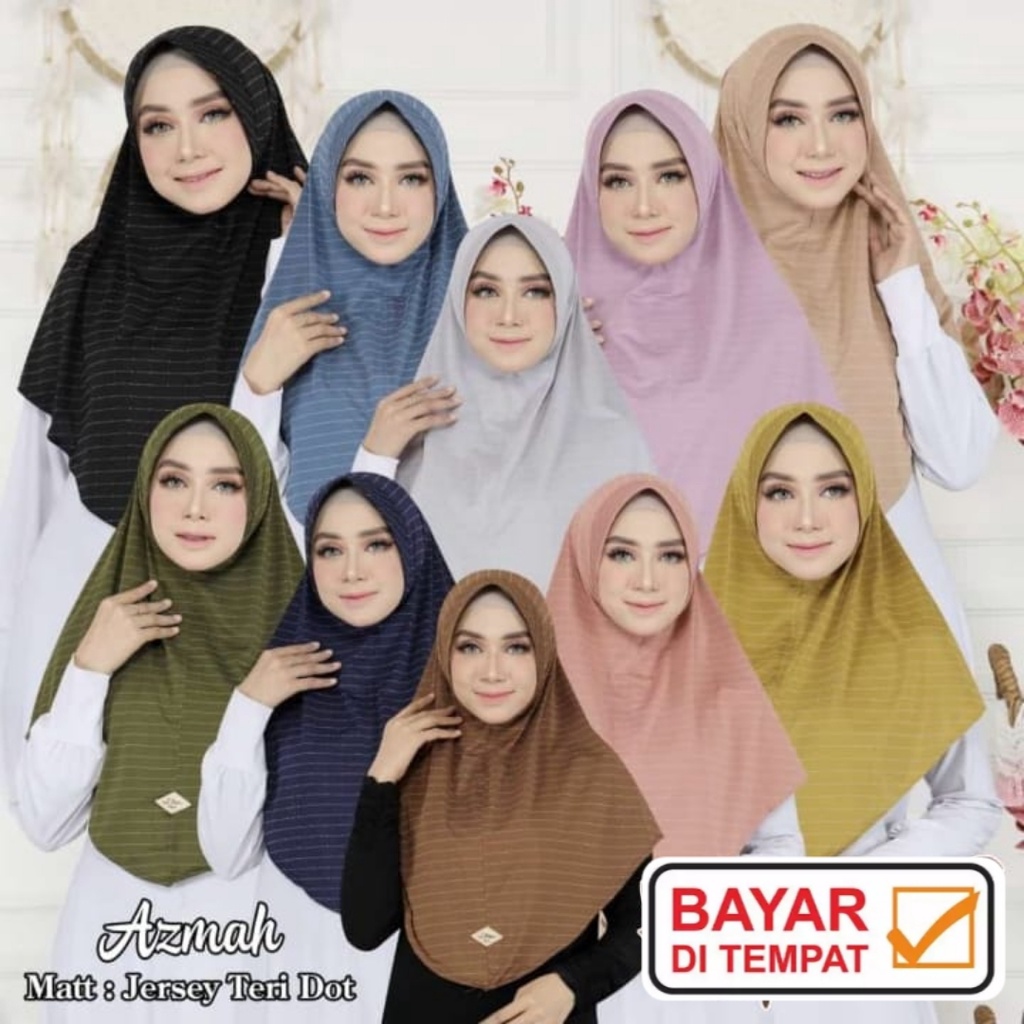 Jual Jilbab Khimar Instan Pad Antem Simple AZMAH / ALLINE Jersy Teri Dot Salur By Tiara Hijab ...