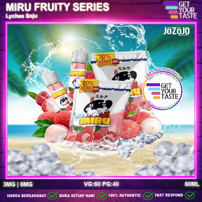 Jual Liquid Miru Fruity Series Lychee Soda 60ML by Jozojo | Shopee ...