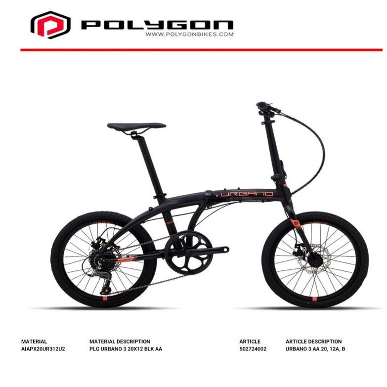 Jual Sepeda Lipat Polygon 20 inch Urbano 3 | Shopee Indonesia
