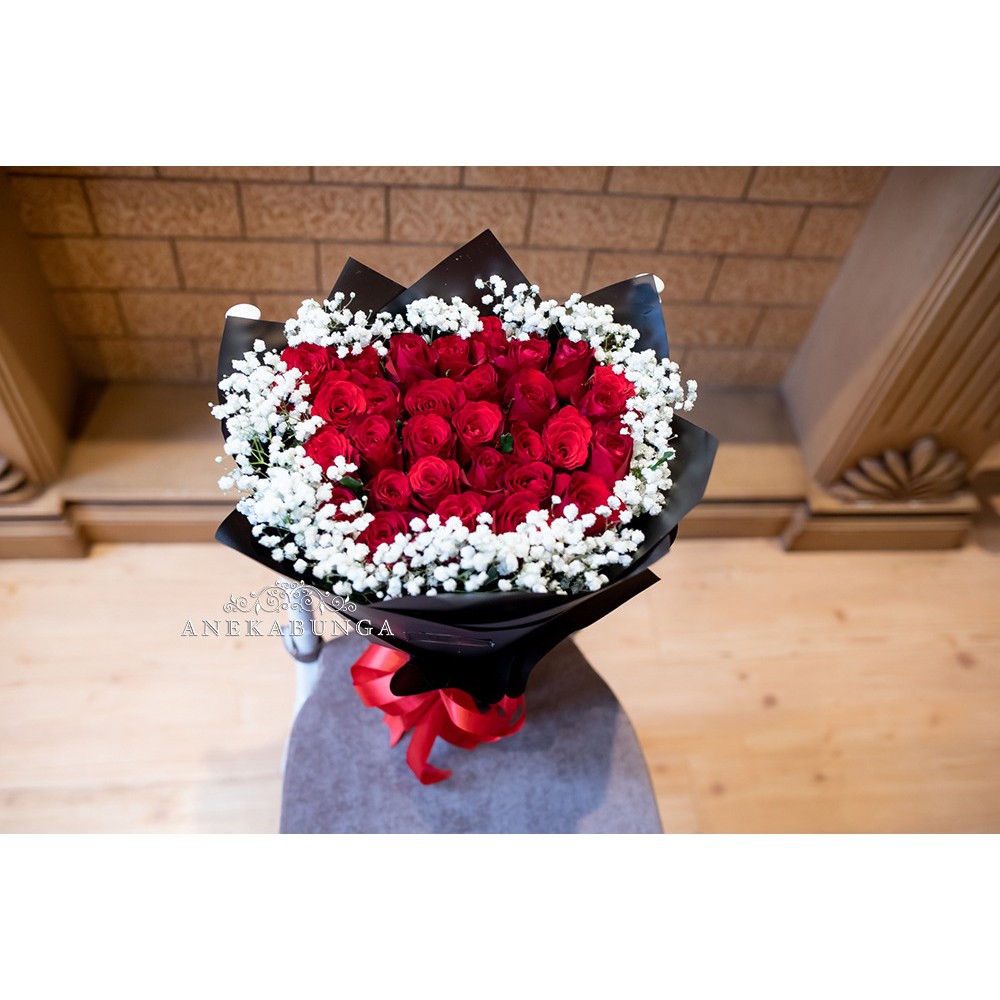 Jual Buket Bunga Mawar Merah Asli Mewah Premium Fresh Red Rose Hand ...