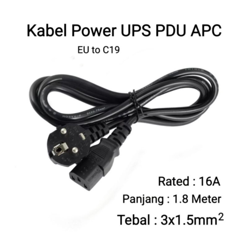 Jual c19 female kabel power cord apc UPS Pdu Ats EU plug 16A schuko iec ...