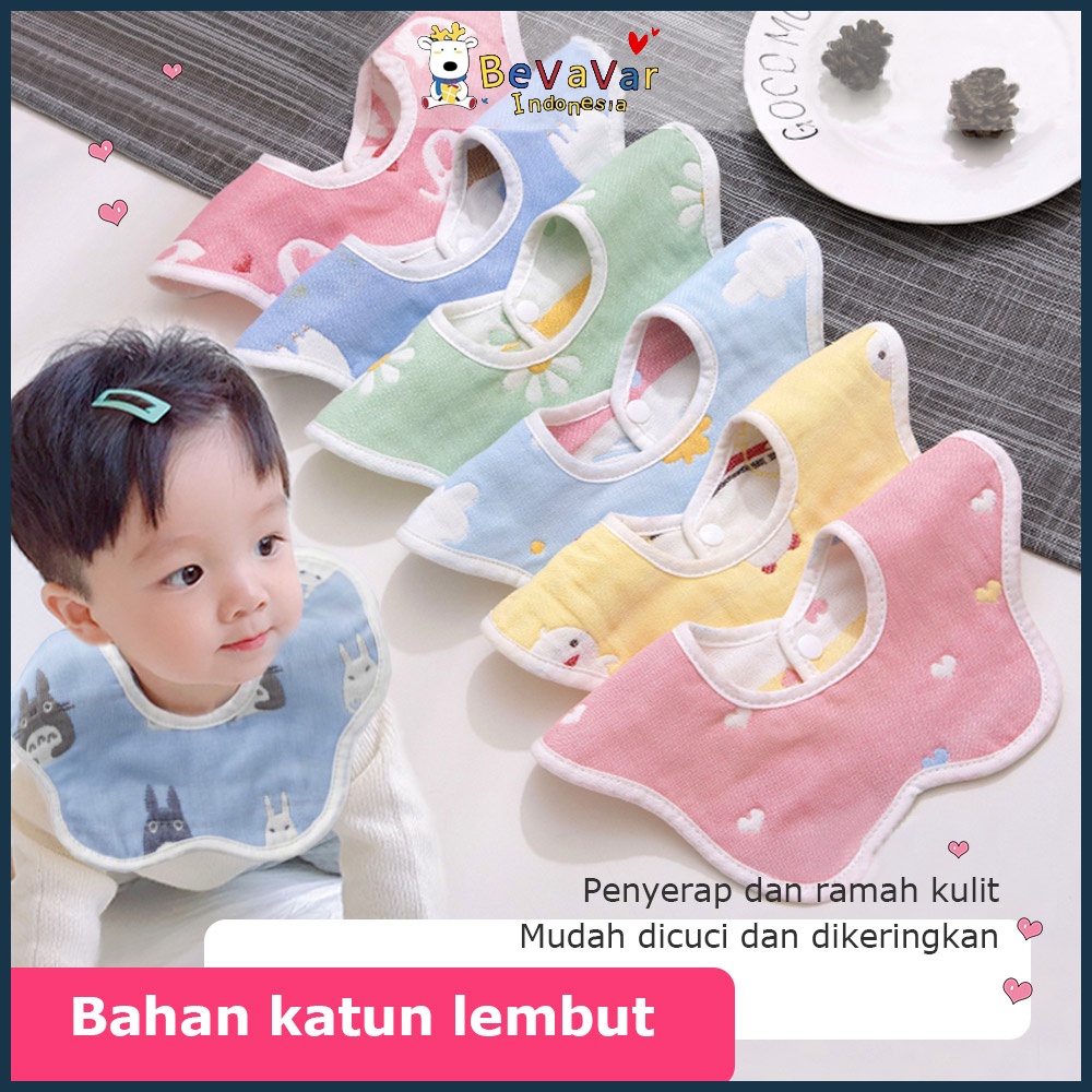 Jual BEVAVAR Celemek Makan Bayi bahan katun lembut slaber bayi 360 ...