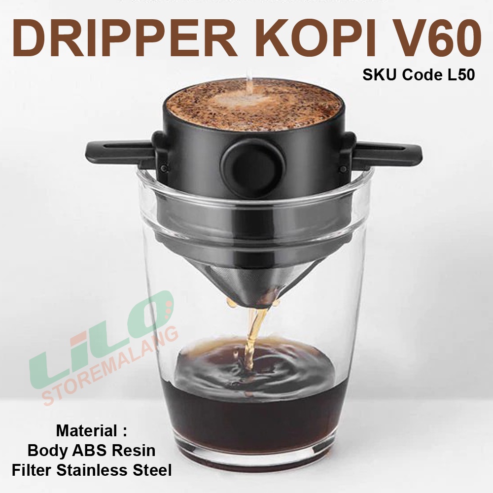 Jual Filter Dripper Penyaring / Saringan Stainless Kopi V60 L50 ...
