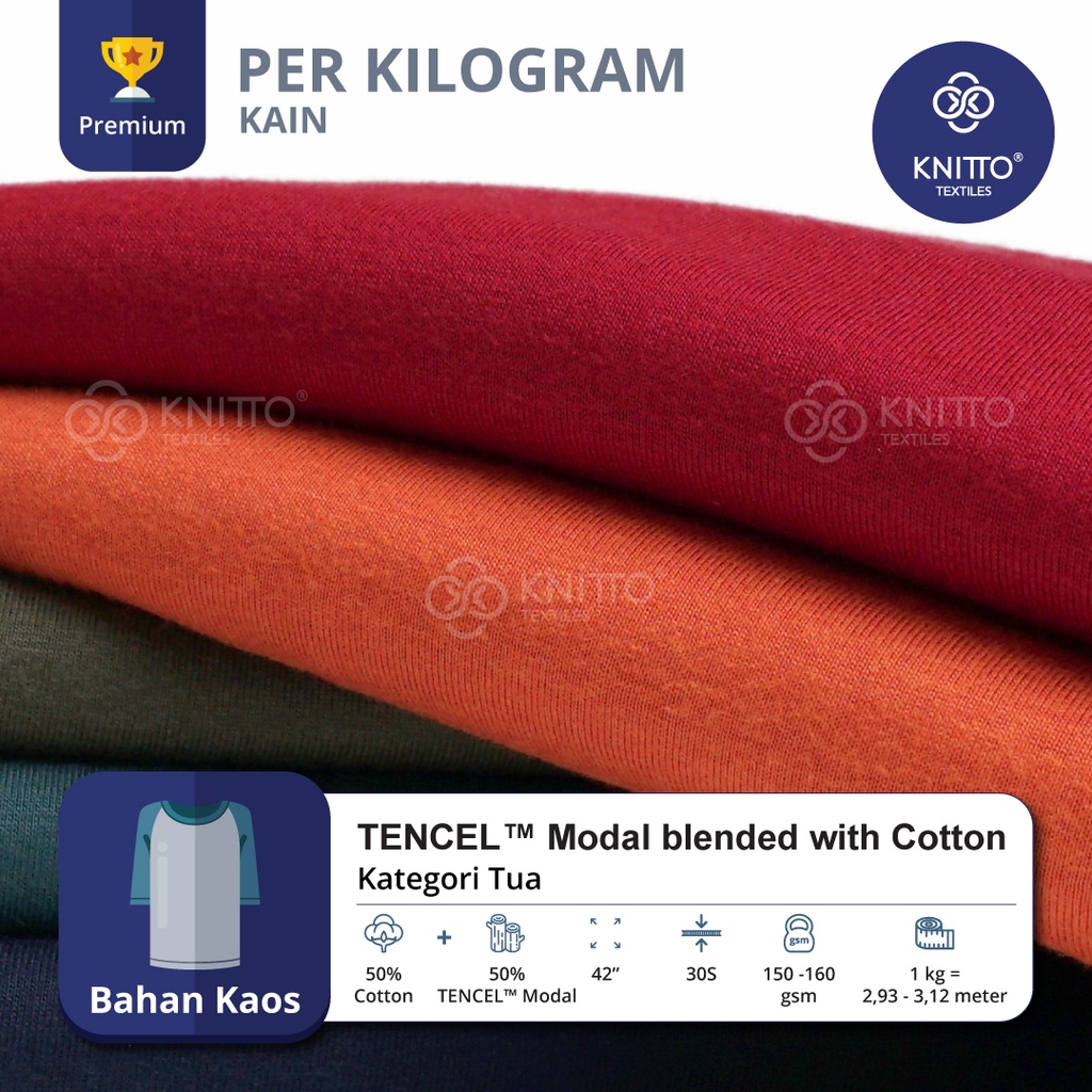 Jual KAIN TENCEL™ MODAL BLENDED WITH COTTON 30S KATEGORI WARNA TUA ...