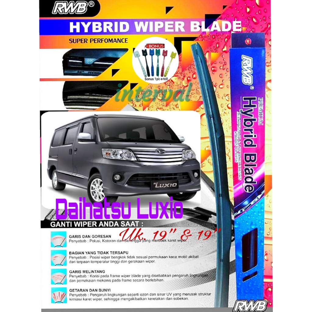 Jual Wiper Depan Hybird Blade RWB Mobil Daihatsu Luxio Pembersih Kaca Depan Wiper Ukuran 19 ...