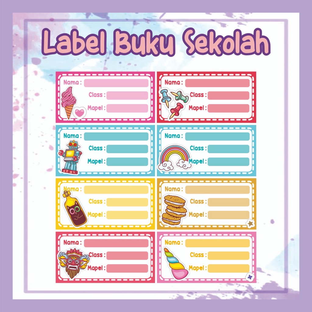 Jual Stiker Label Buku Pelajaran Stiker Nama Buku / Stiker Custom Nama ...