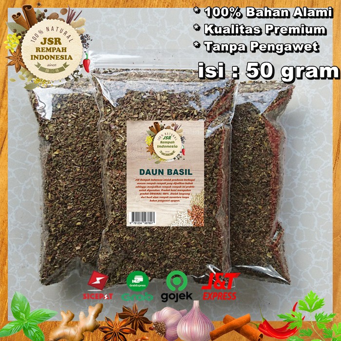 Jual DAUN BASIL ASLI ISI 50 GRAM KUALITAS PREMIUM JSR REMPAH | Shopee ...