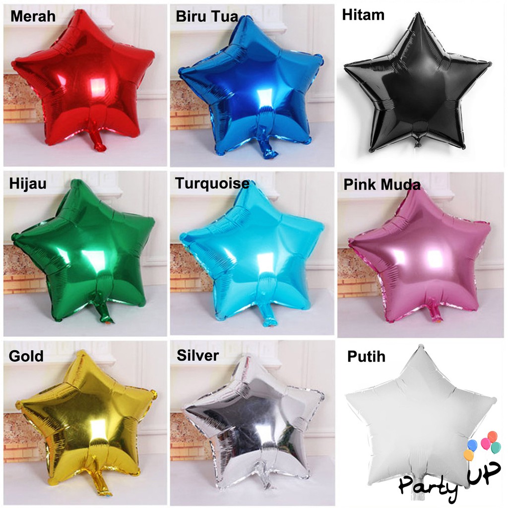 Jual [Ecer] Balon Foil Bintang 40cm / Star Foil 40cm | Shopee Indonesia