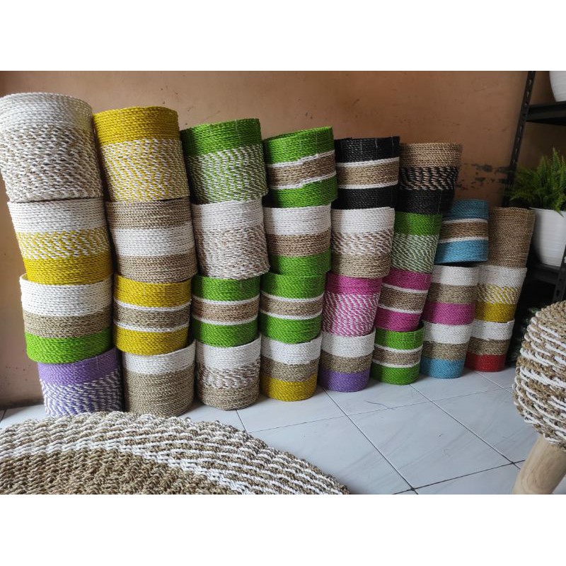 Jual cover pot keranjang anyam / keranjang anyam / mini loly / seagrass ...