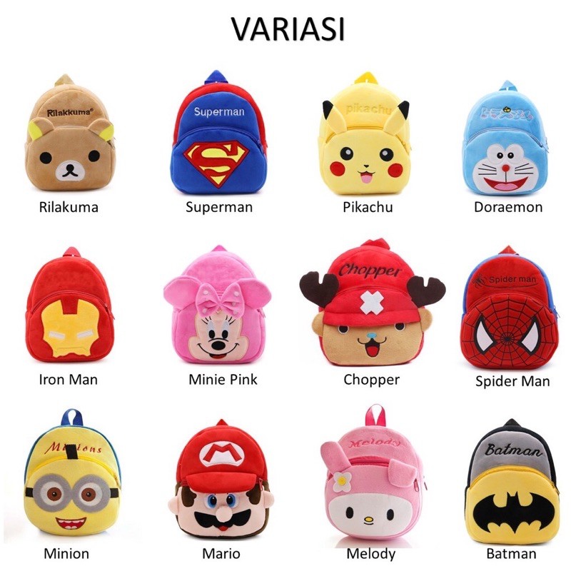 Jual Tas Ransel Anak sekolah TK SD Karakter Bag Backpack Mini Motif Cartoon | Shopee Indonesia