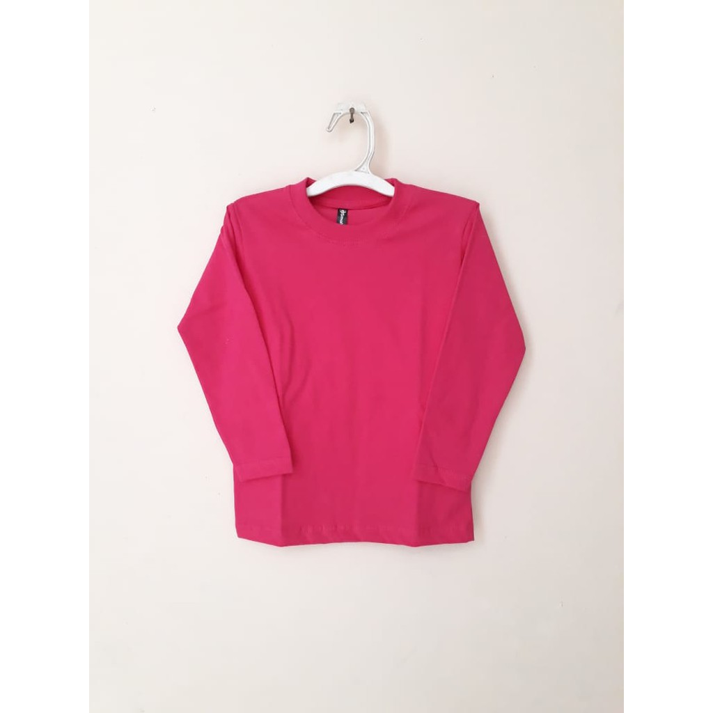 Jual Kaos Polos Anak Lengan Panjang Pink Fanta / Baju Polosan Perempuan Laki-Laki Katun Combed ...