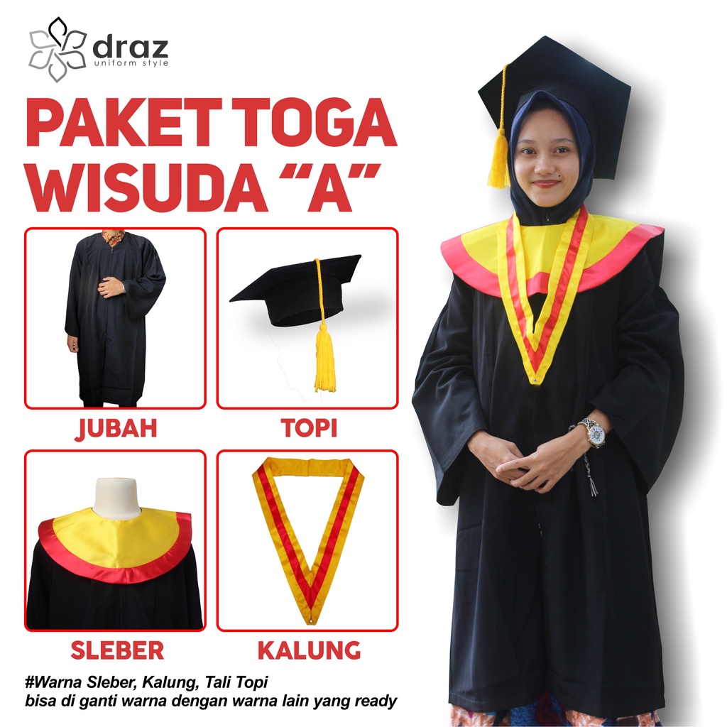 Jual TOKODRAZ - Paket Toga Wisuda Dewasa Laki-laki Perempuan Lengkap ...