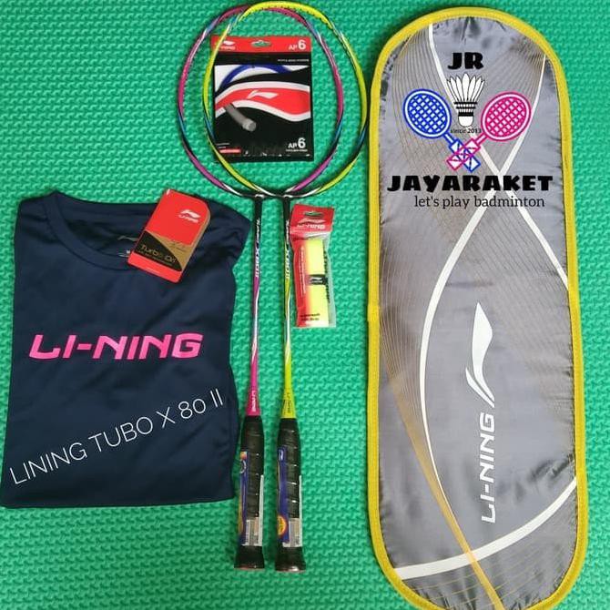 Jual HARGA MENARIK ! RAKET BADMINTON LINING TURBO X 80 GEN II SATU SET ...