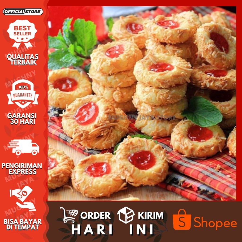 Jual Terlaris COD !!! Kue Thumbprint Strawberry 250 gram (1/4 kg ...